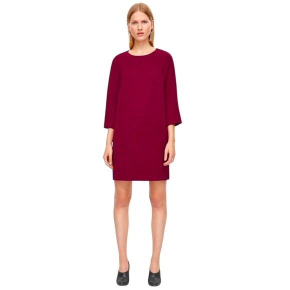 COS | Dresses | Cos Collection Of Style Burgundy Red Textured Ribbed ...